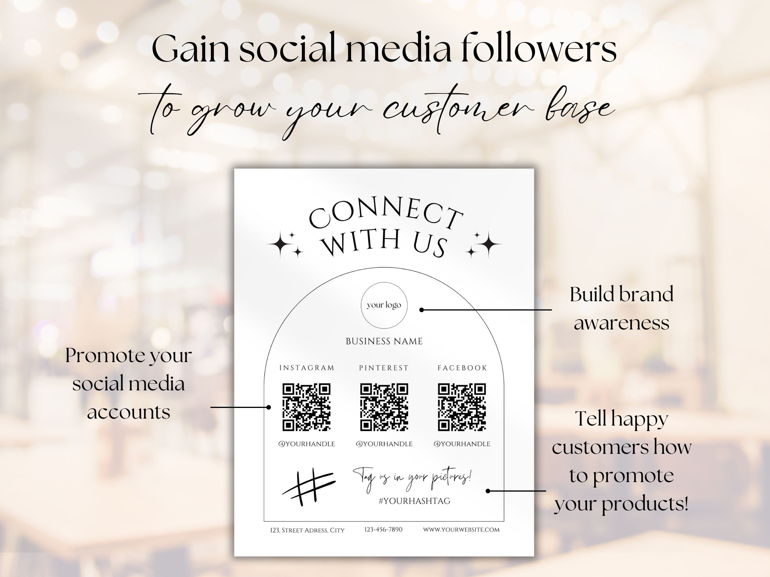 Social Media Sign With Qr Code for Pop up Shop, Market Booth, Craft ...