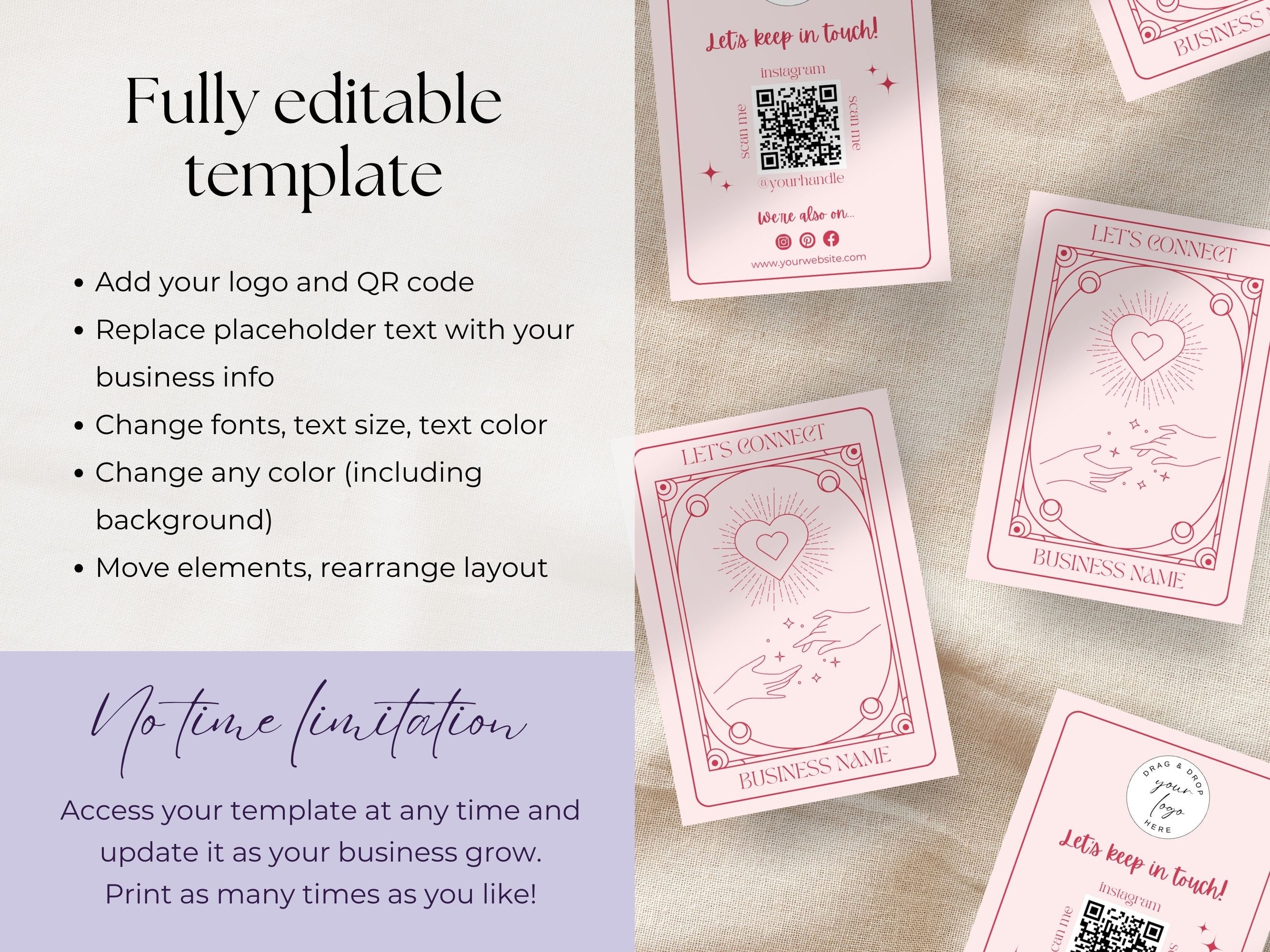 Social Media Card Template With Qr Code to Scan, Connect With Us Diy ...