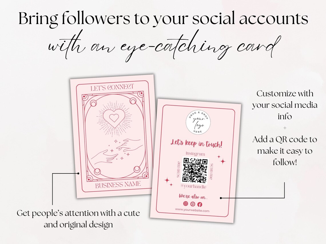 Social Media Card Template With Qr Code to Scan, Connect With Us Diy ...