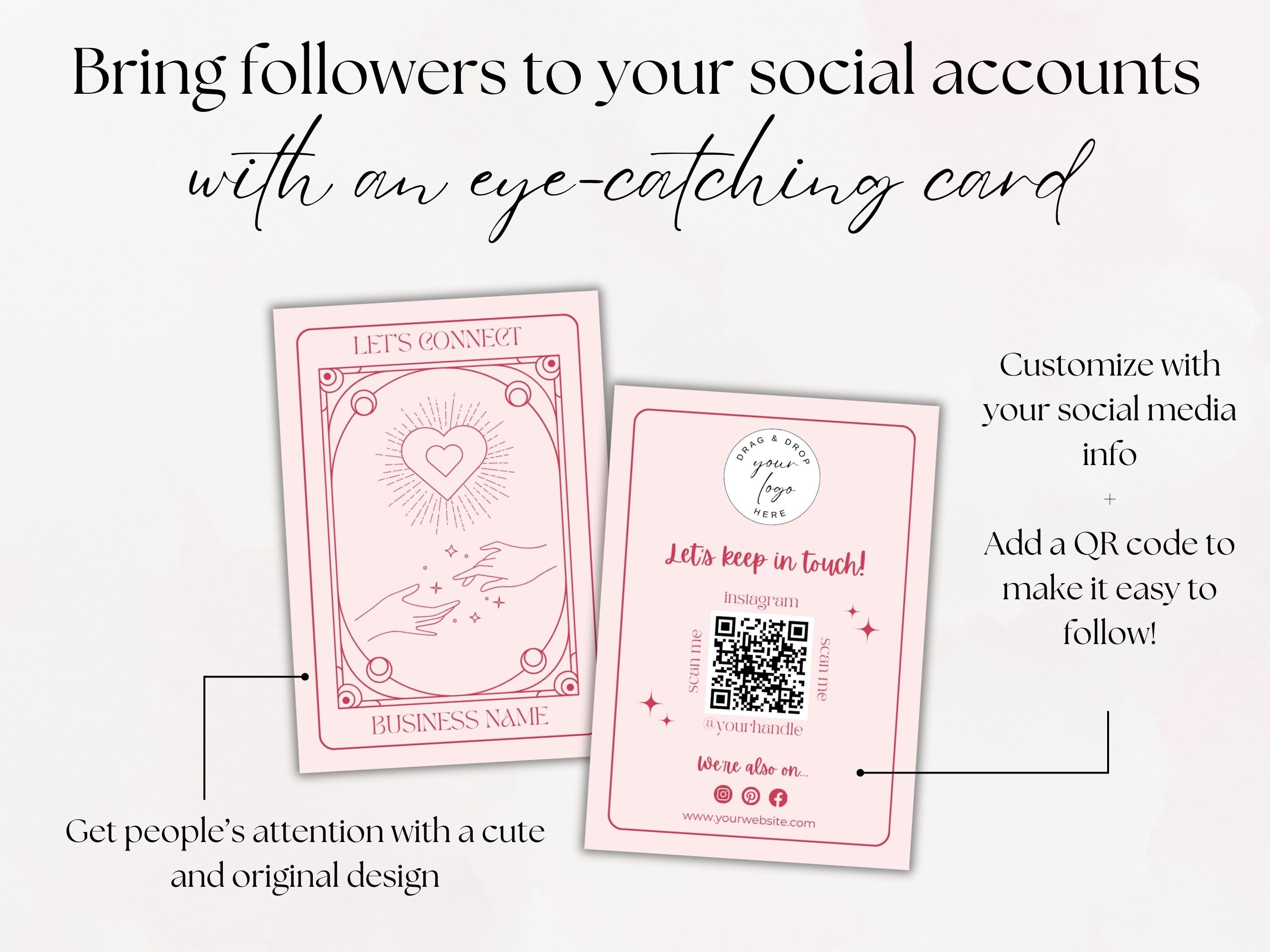 Social Media Card Template With Qr Code to Scan, Connect With Us Diy ...