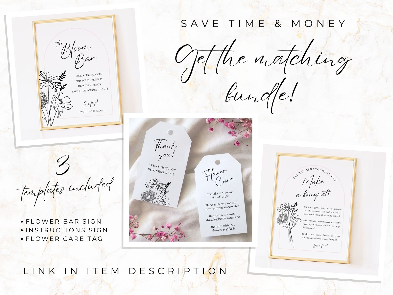 Flower Care Tag Template for Flower Bar Guest Favor Tag or Florist ...