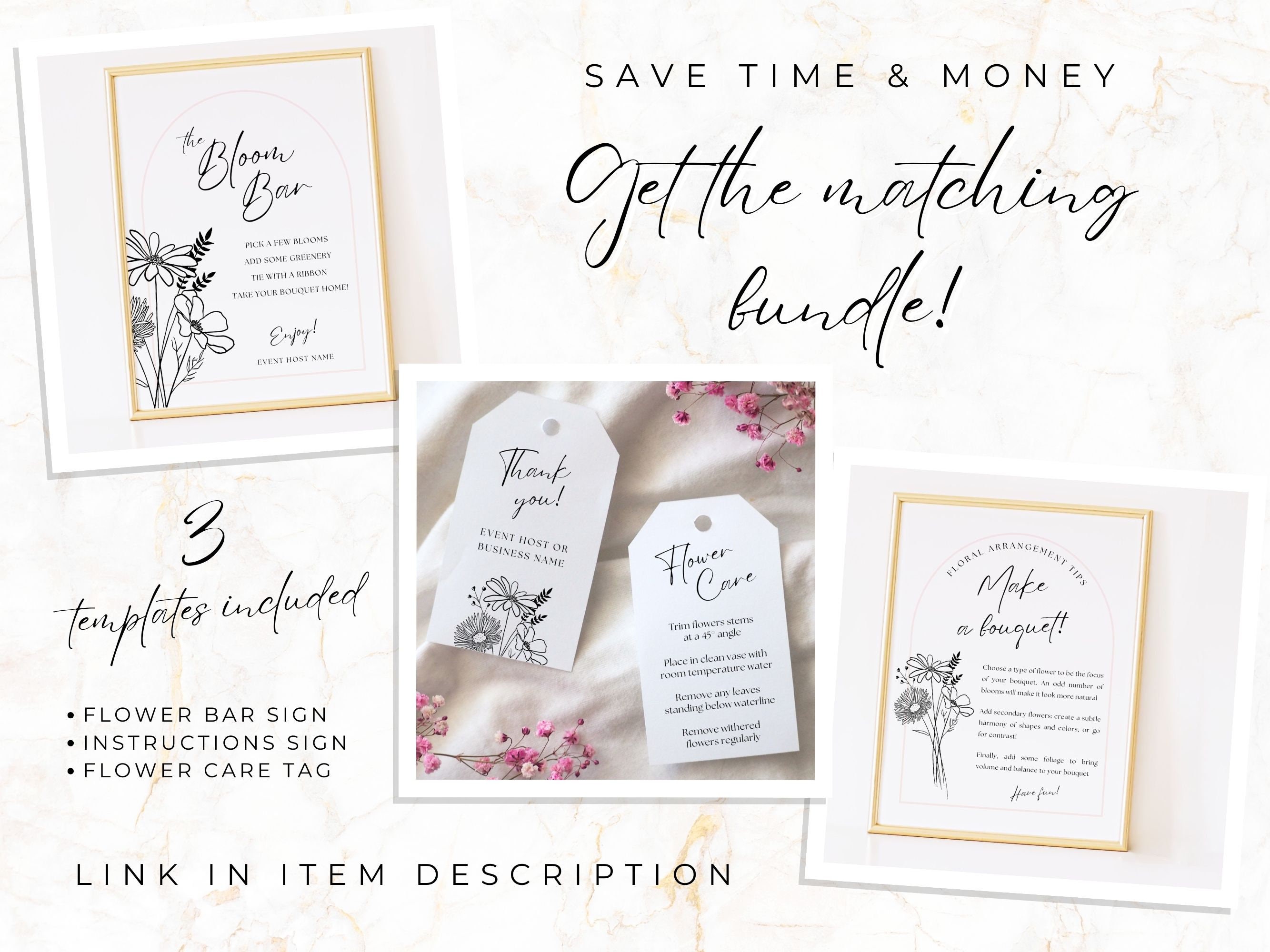 Flower Care Tag Template for Flower Bar Guest Favor Tag or Florist ...