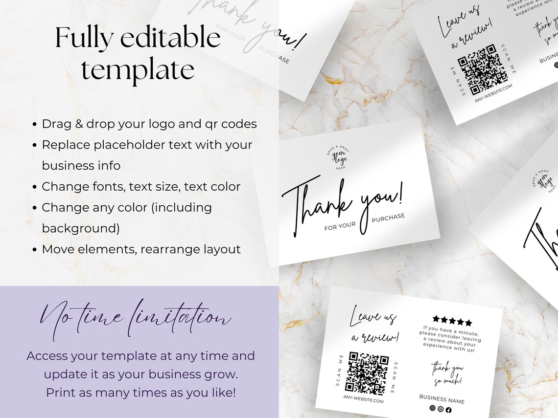 Business Review Card Template With Qr Code, Please Leave a Review ...