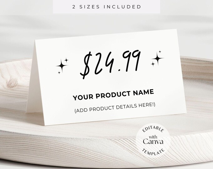 Editable Price Cards Template, Retail Store Display, Product Pricing ...