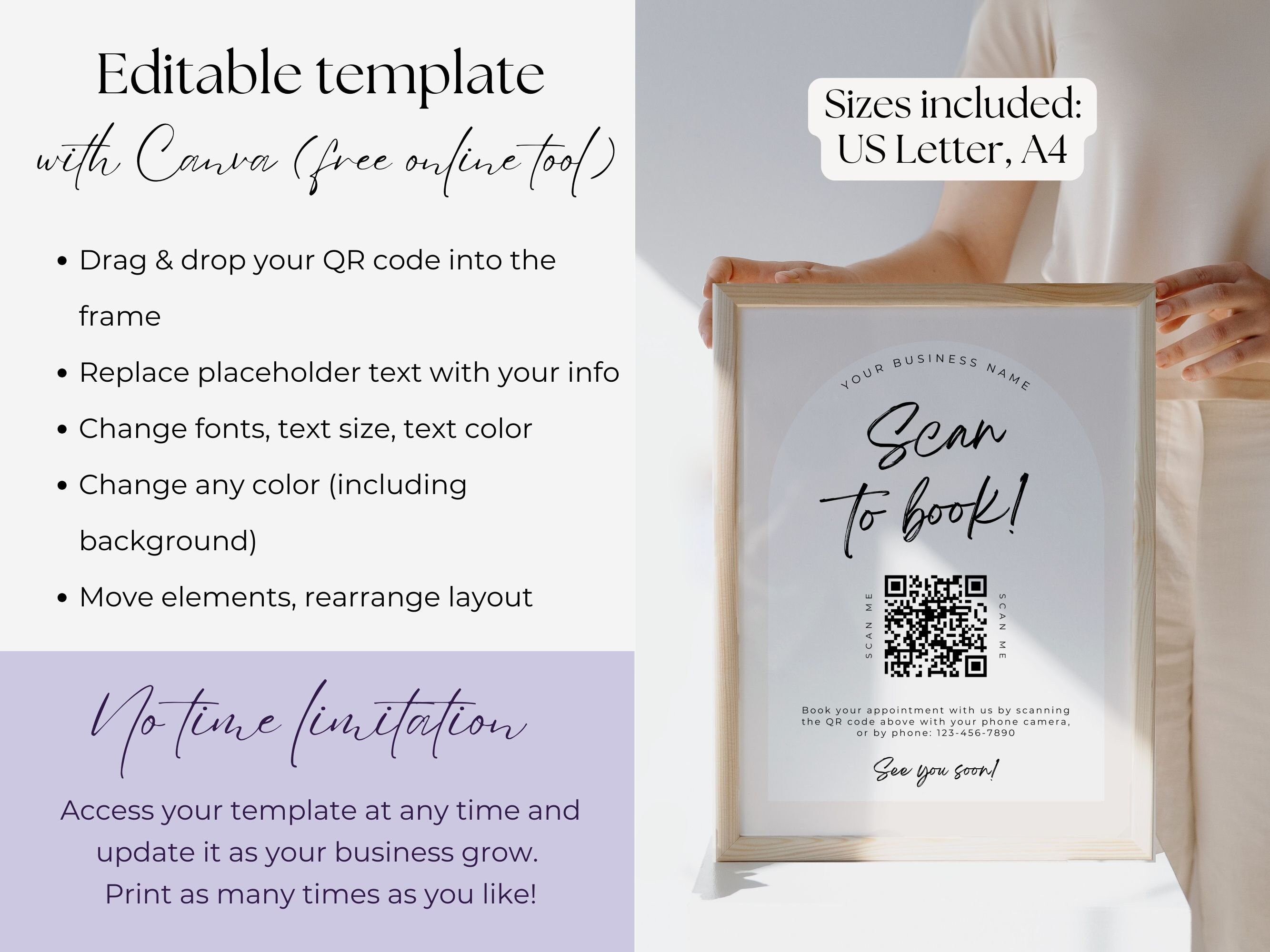 Scan to Book Qr Code Sign for Salon, Spa, Service Based Smalll Business ...