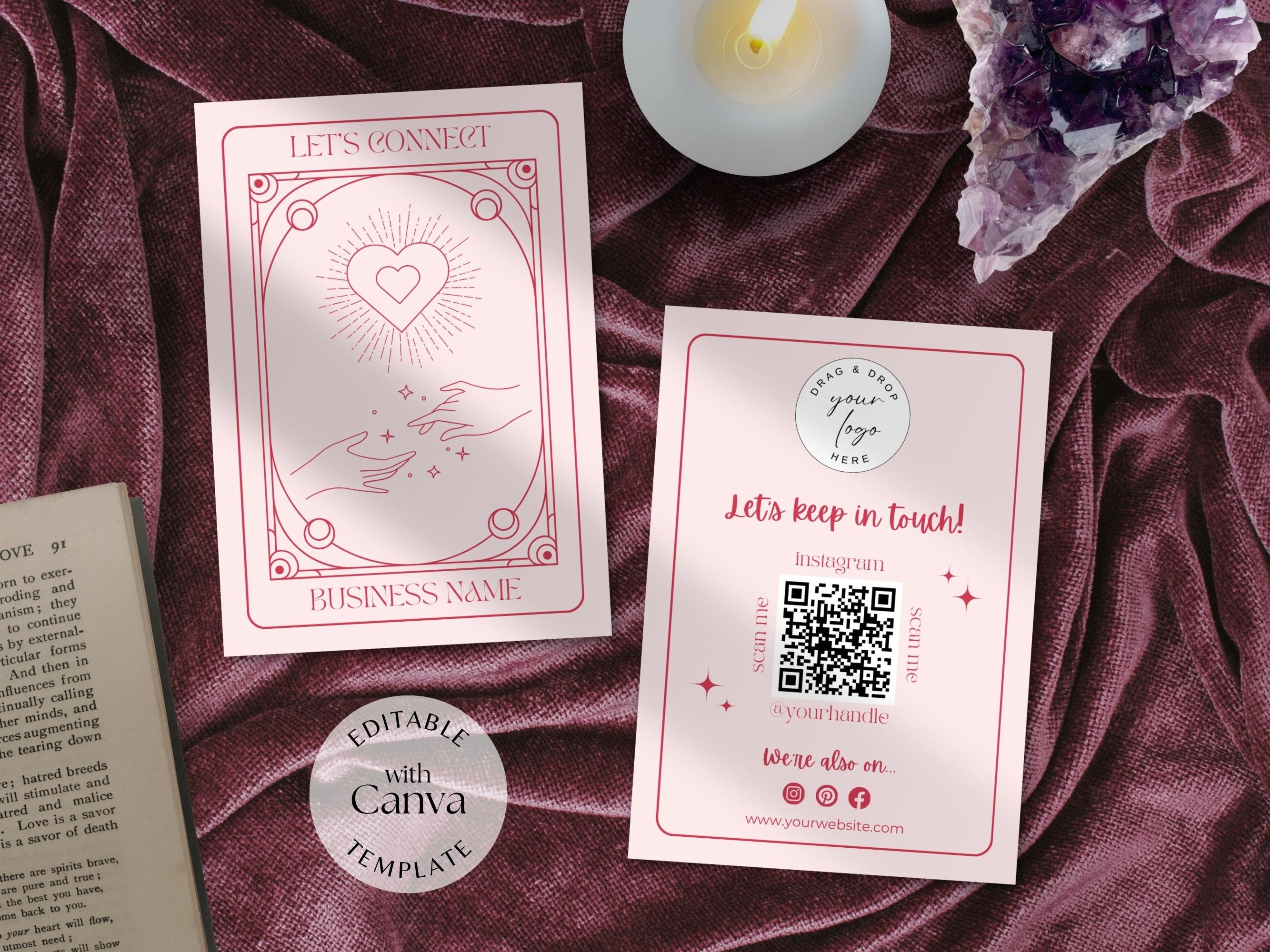 Social Media Card Template With Qr Code to Scan, Connect With Us Diy ...