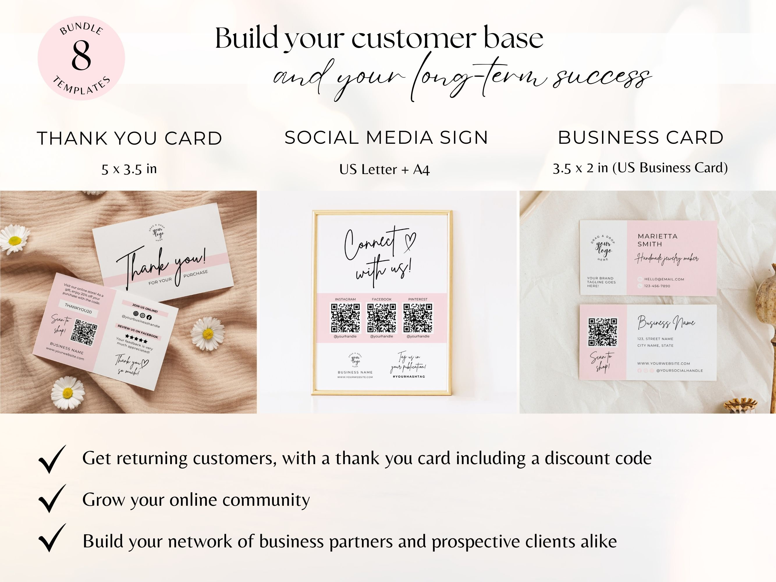 Craft Fair Bundle, 8 Editable Templates signs, Cards, Tags for Small ...