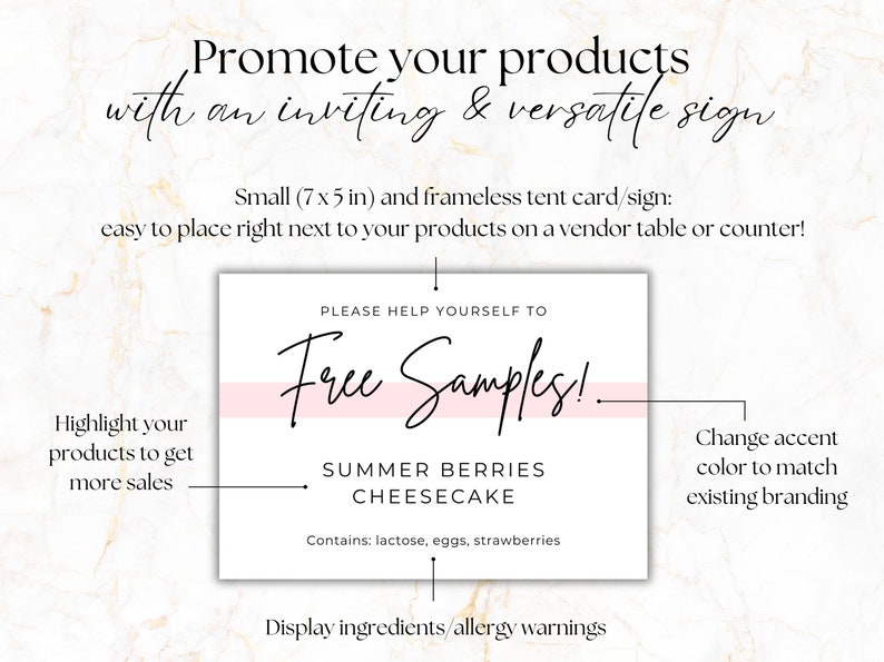 Free Samples Sign Template for Bakery, Farmers Market Vendor Table ...