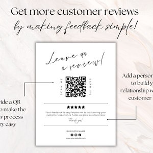 Review Request Business Sign & Qr Code, Template to Edit in Canva ...