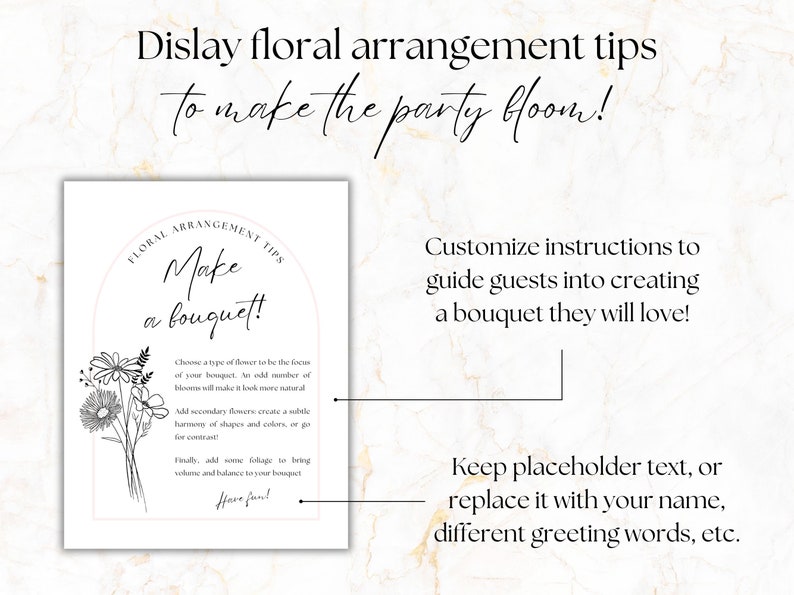 Make a Bouquet Instructions Sign, Editable Template for Flower Bar With ...