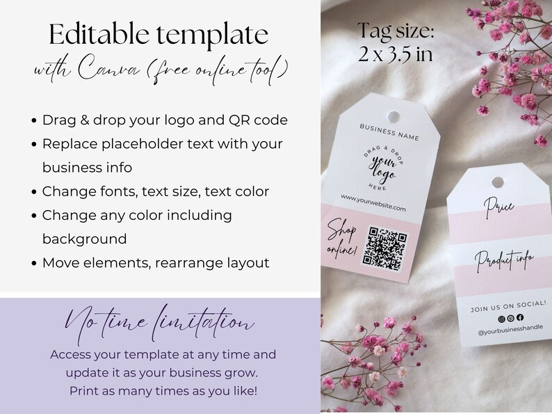 Price Tag Template With Logo & Qr Code, Small Business Pricing Label ...