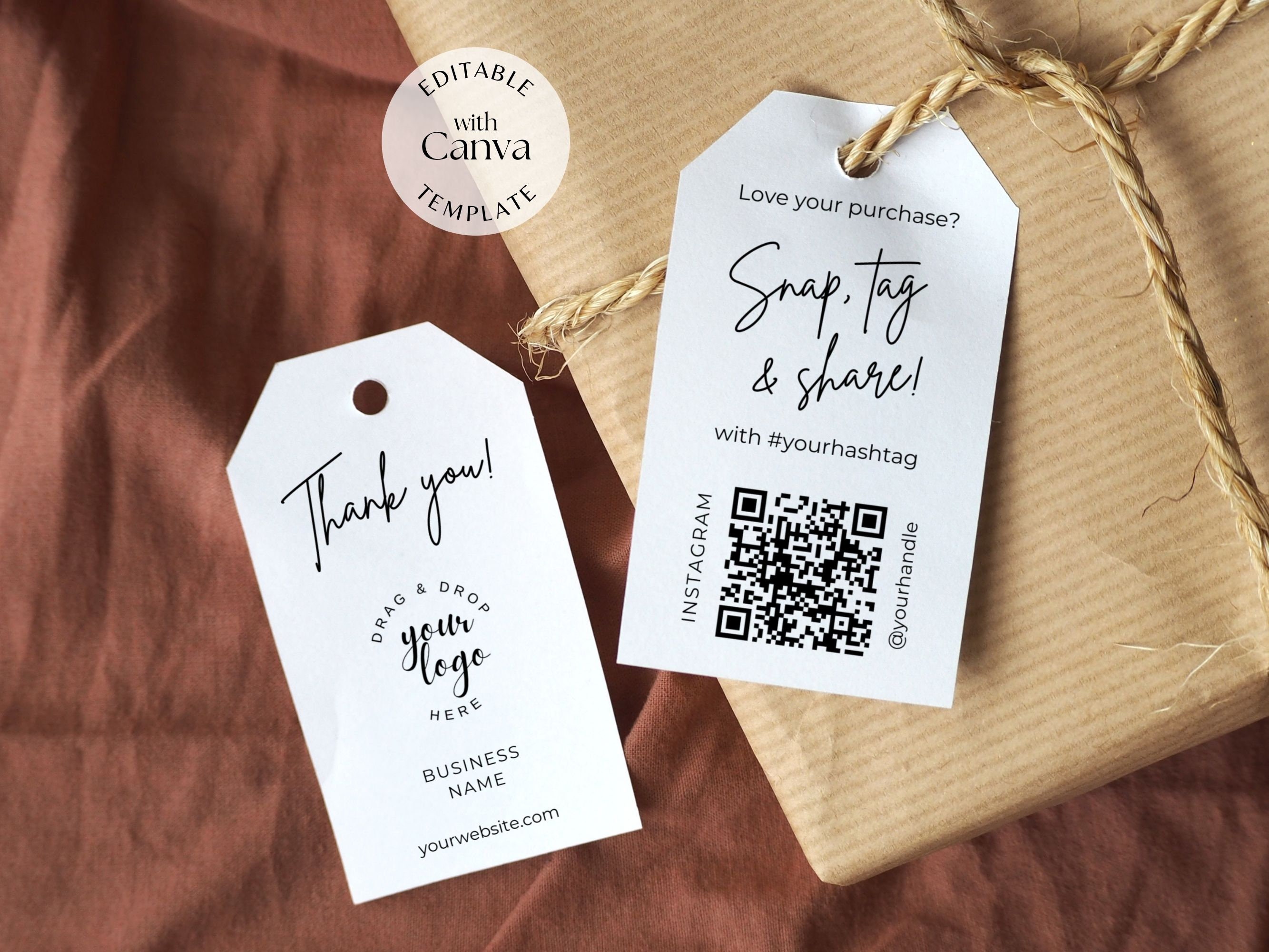 Customer Thank You Tag Template With Qr Code, Snap Tag & Share Social ...