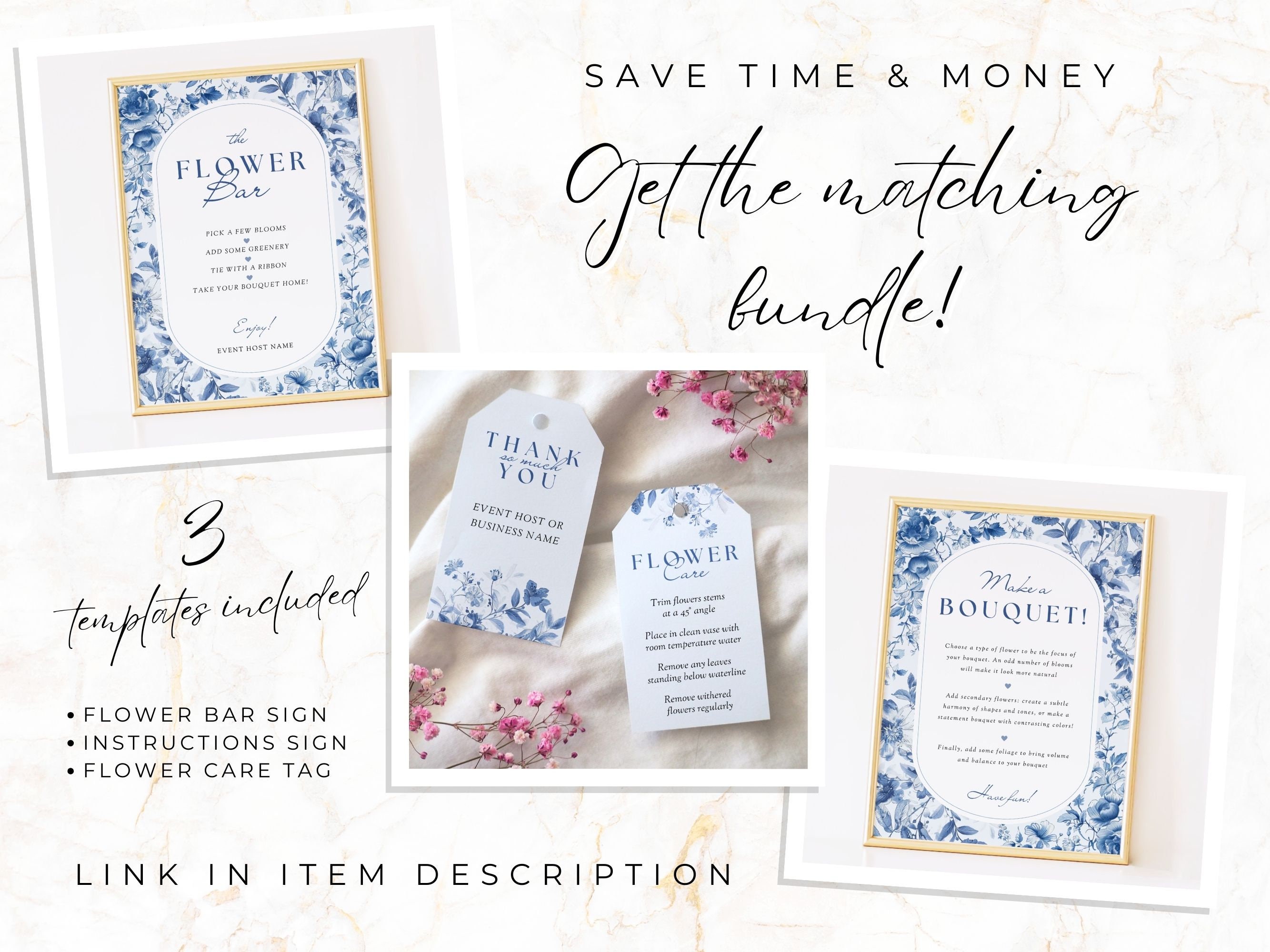 Flower Care Tag Template for Bloom Bar or Florist Business, Editable ...