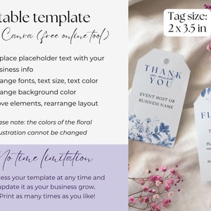 Flower Care Tag Template for Bloom Bar or Florist Business, Editable ...