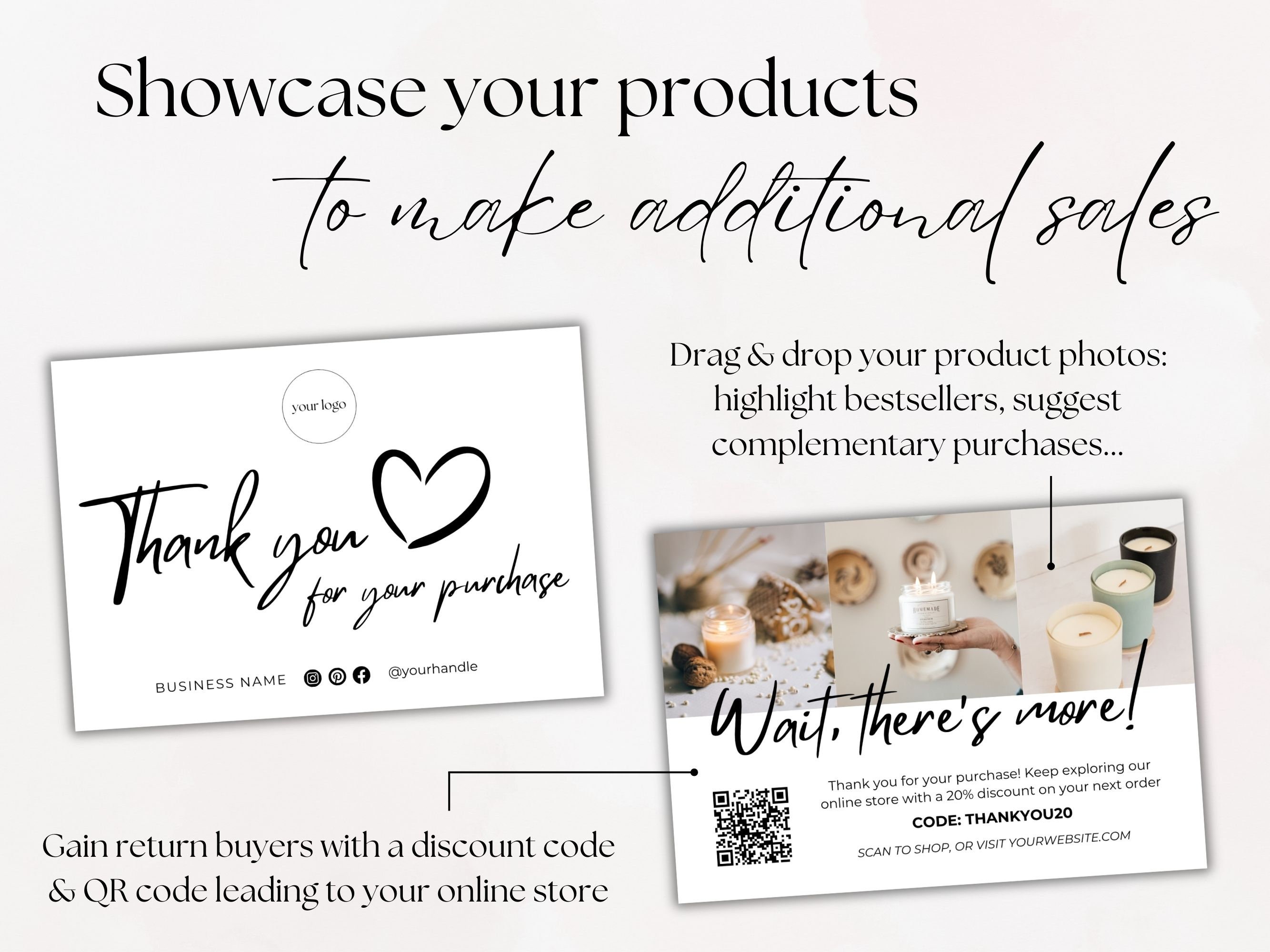 Business Thank You Card With Photo & Customer Discount Code, Template ...