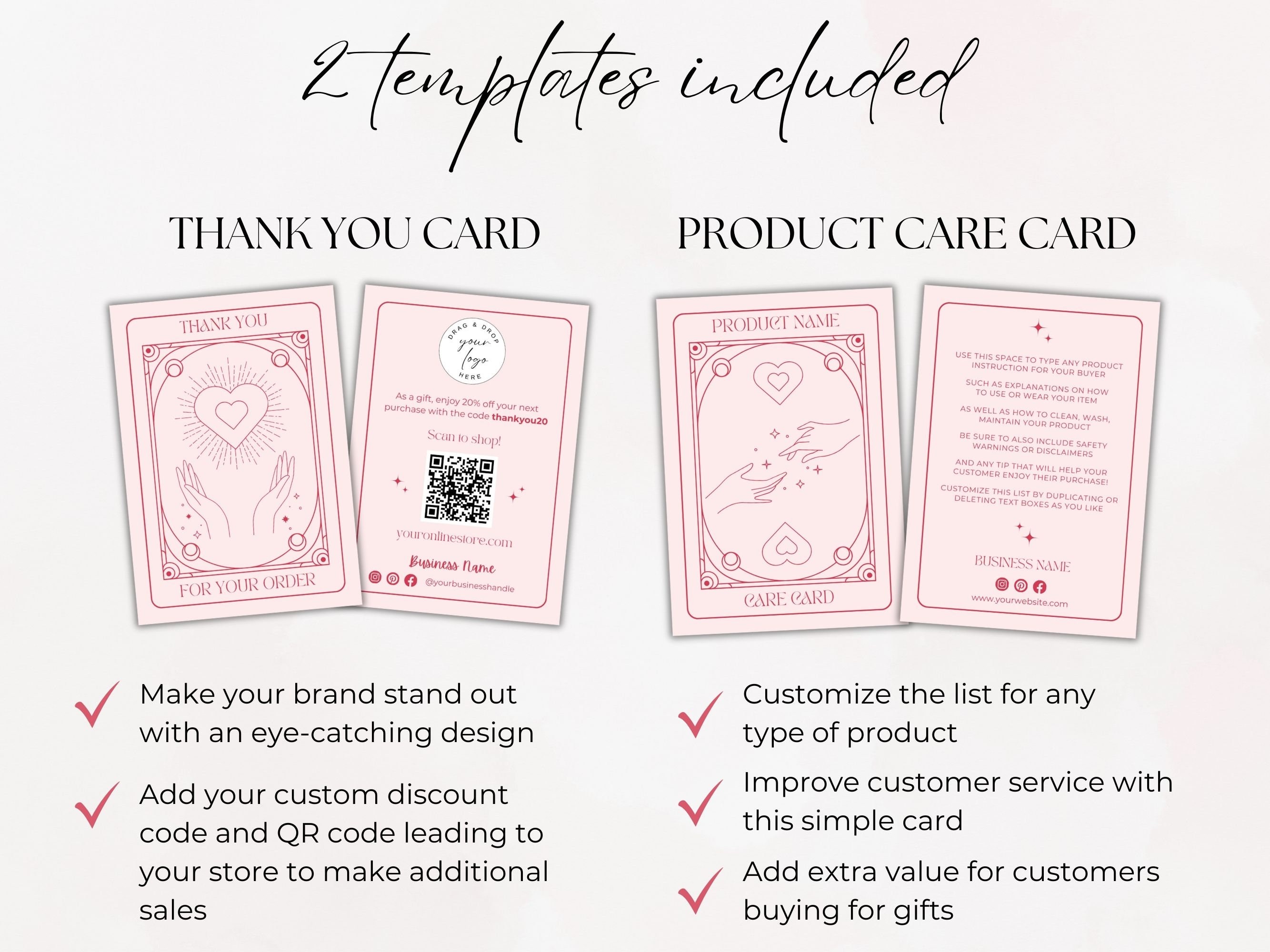 Packing Insert Cards Valentine Bundle, 2 Templates Editable in Canva ...