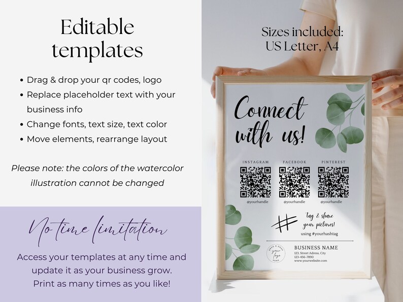 Editable Scan to Pay With Qr Code, Price List, Social Media Signs for ...