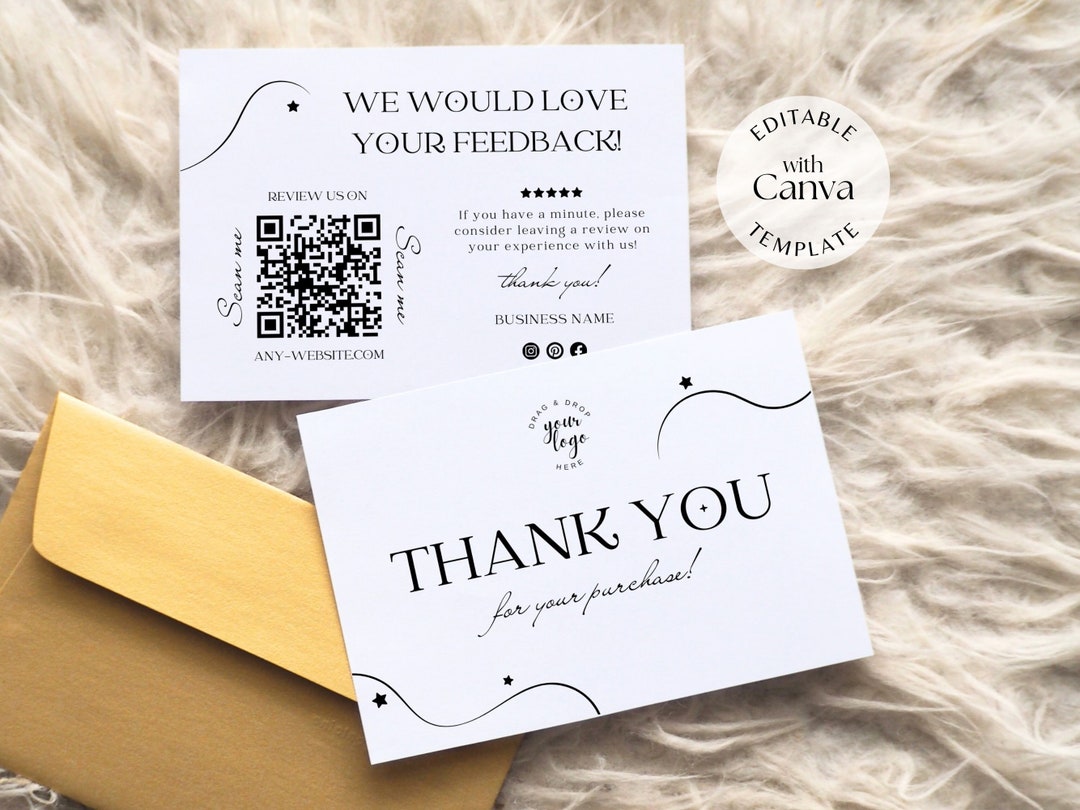 Leave a Review Card Template With Qr Code, Celestial Thank You Card ...