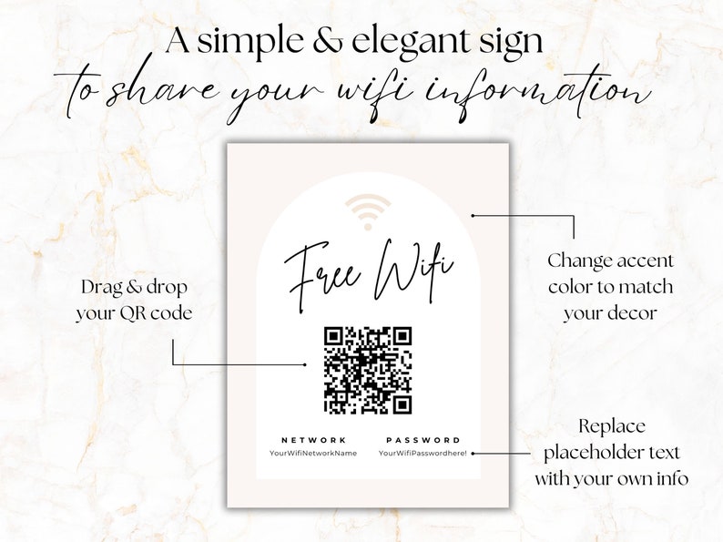 Wifi Password Sign Template With Qr Code, Editable in Canva, Internet ...