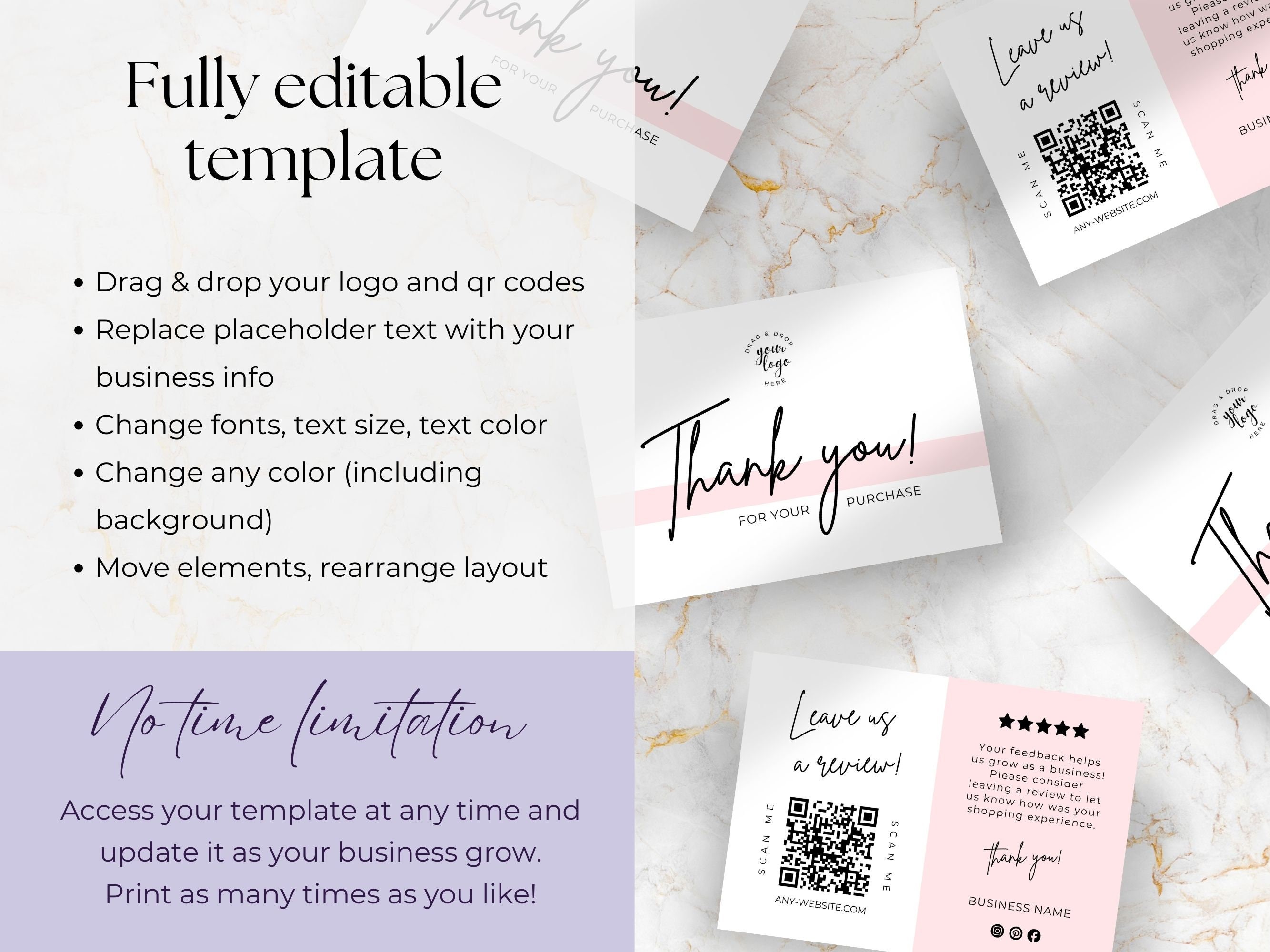 Leave Us a Review Card Template With Qr Code for Business, Diy Customer ...
