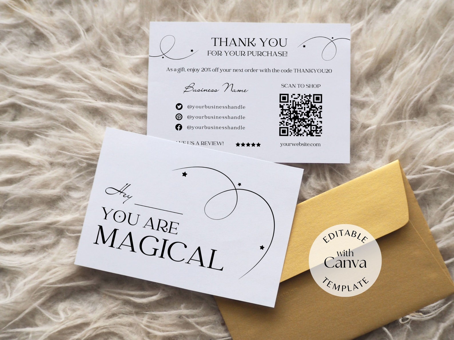 Thank You for Your Purchase Business Insert, Editable Template, Diy ...