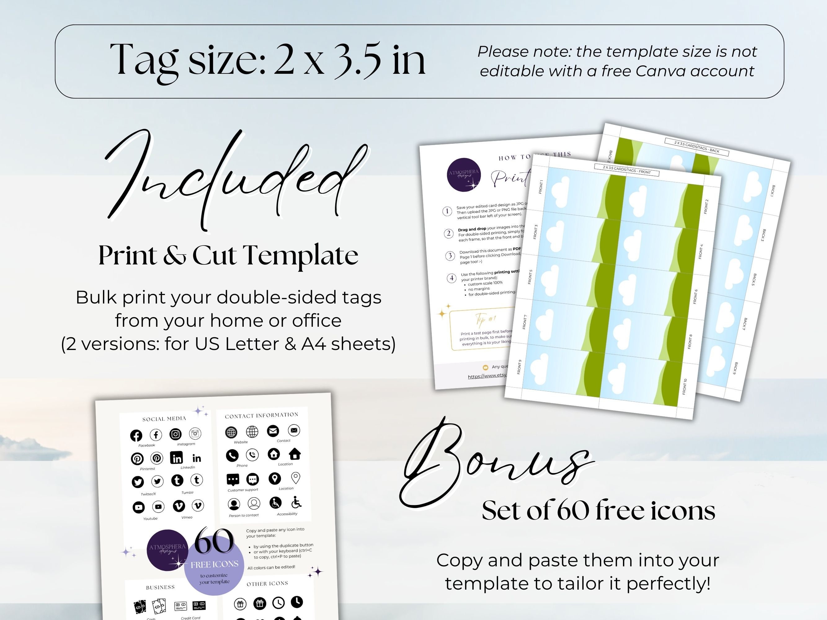 Flower Care Tag Template for Bloom Bar or Florist Business, Editable ...