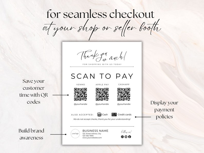 Scan to Pay With Qr Code Template for Business Checkout, Minimalist ...