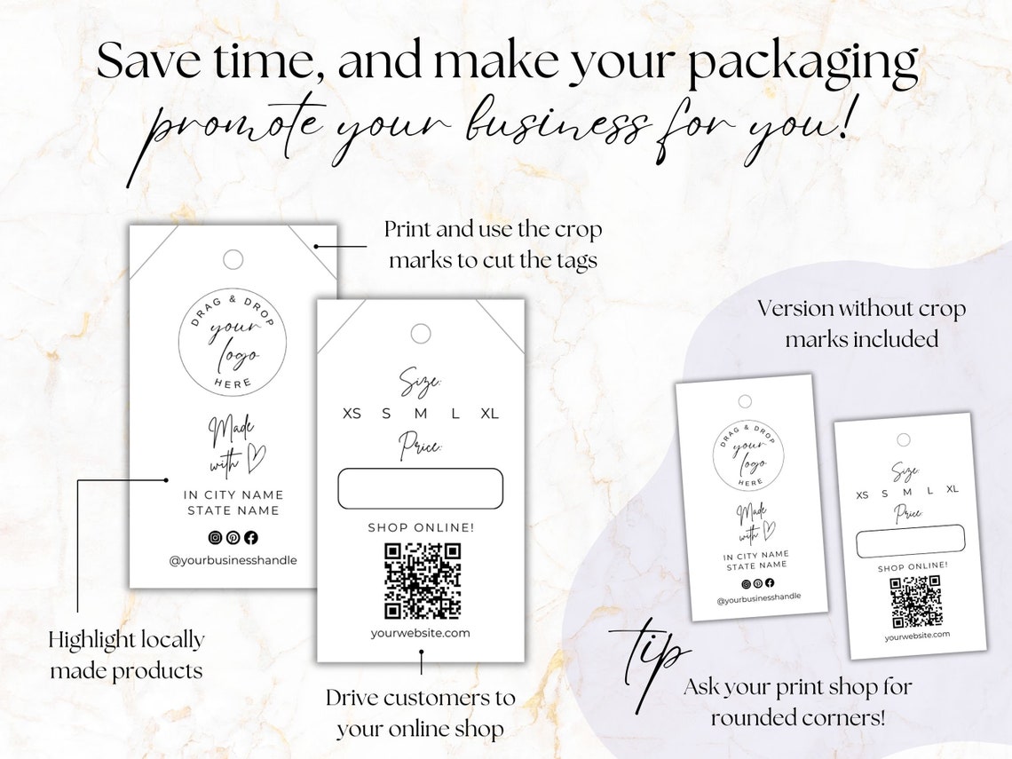 Clothing Hang Tag Template, Printable & Editable Small Business Price ...