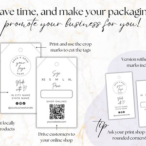 Clothing Hang Tag Template, Printable & Editable Small Business Price ...