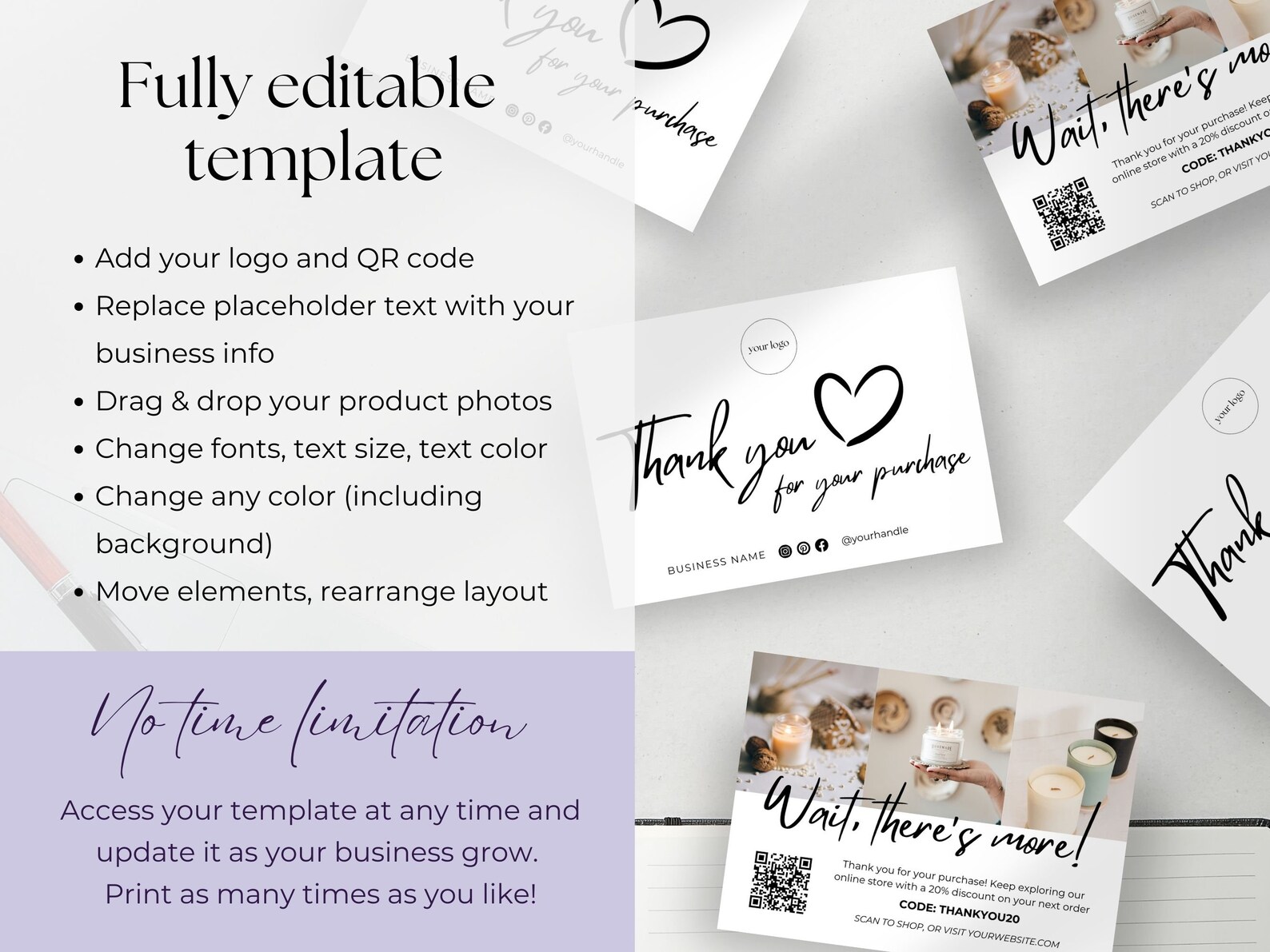 Business Thank You Card With Photo & Customer Discount Code, Template ...
