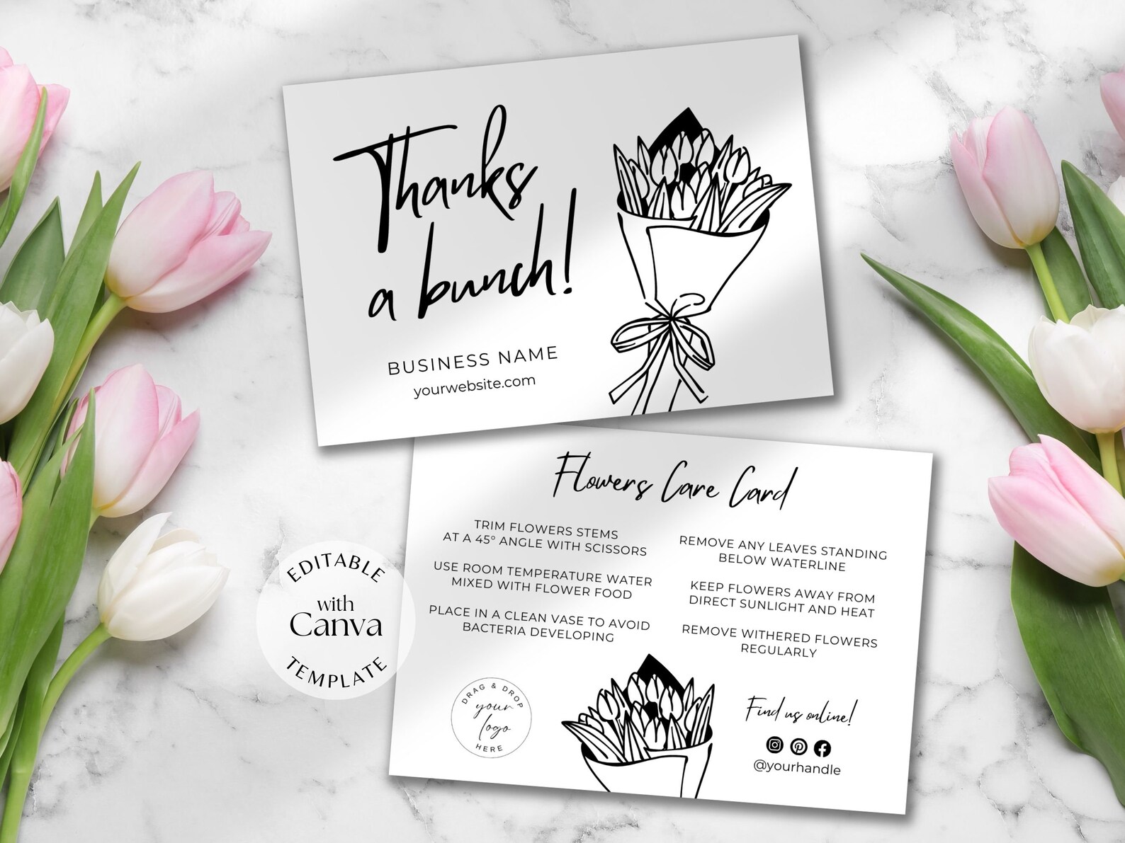 Bouquet Care Card for Flower Shop, Florist Business, Plant Seller ...