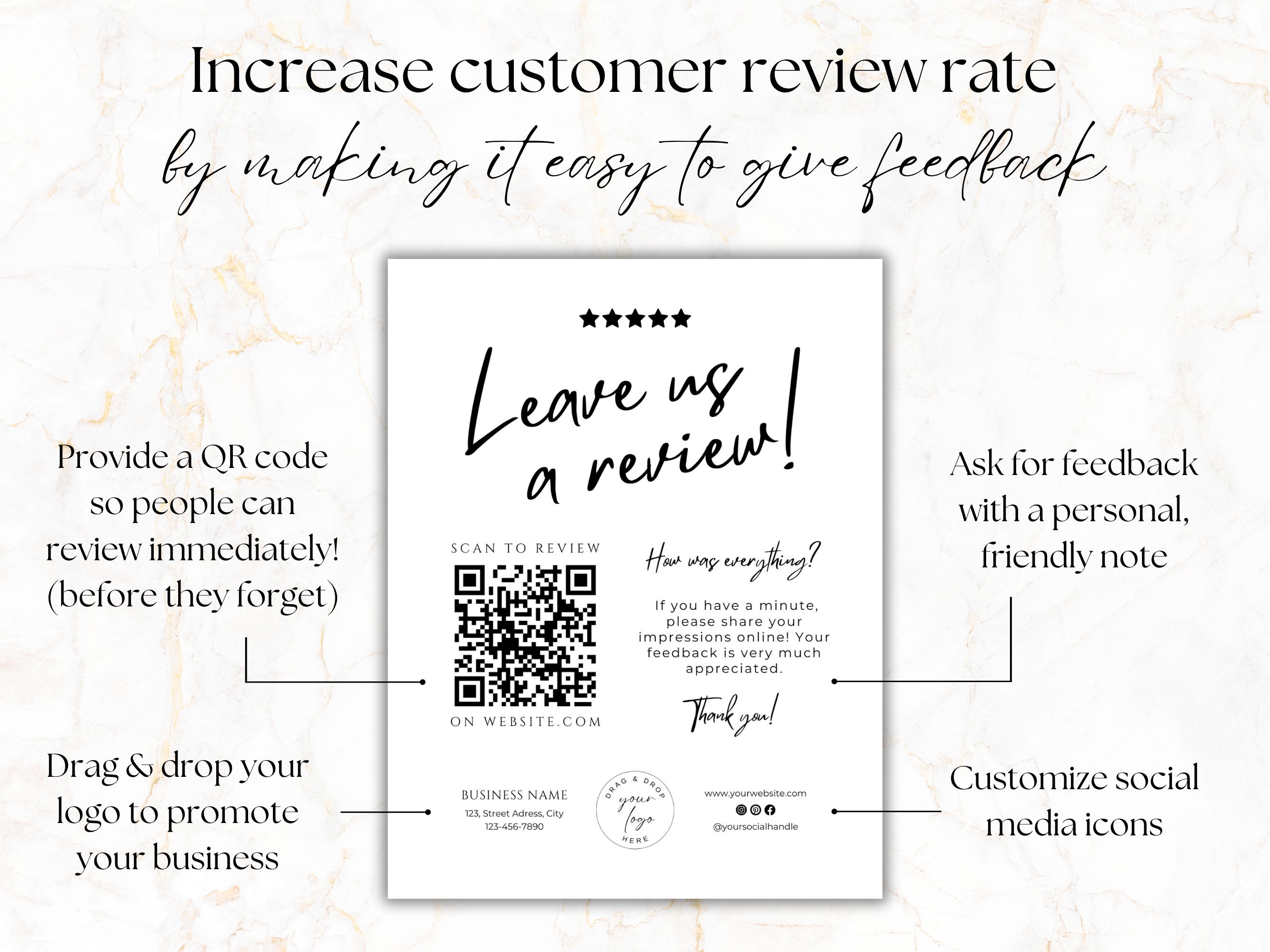 Leave a Review Sign Template With Qr Code for Small Business Product ...