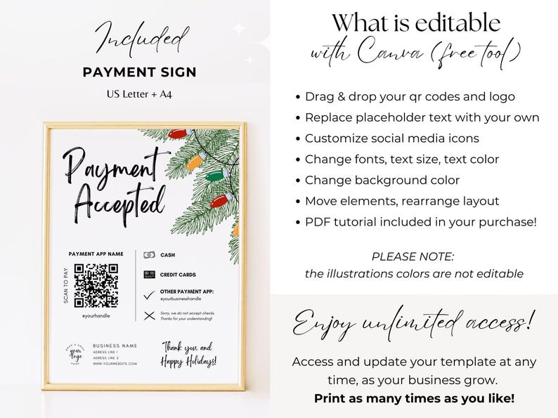 Holiday Vendor Event Templates Bundle, Editable Qr Code Signs, Cards ...