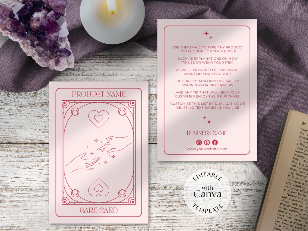 Product Care Card Template With Editable Customer Instructions, Make ...