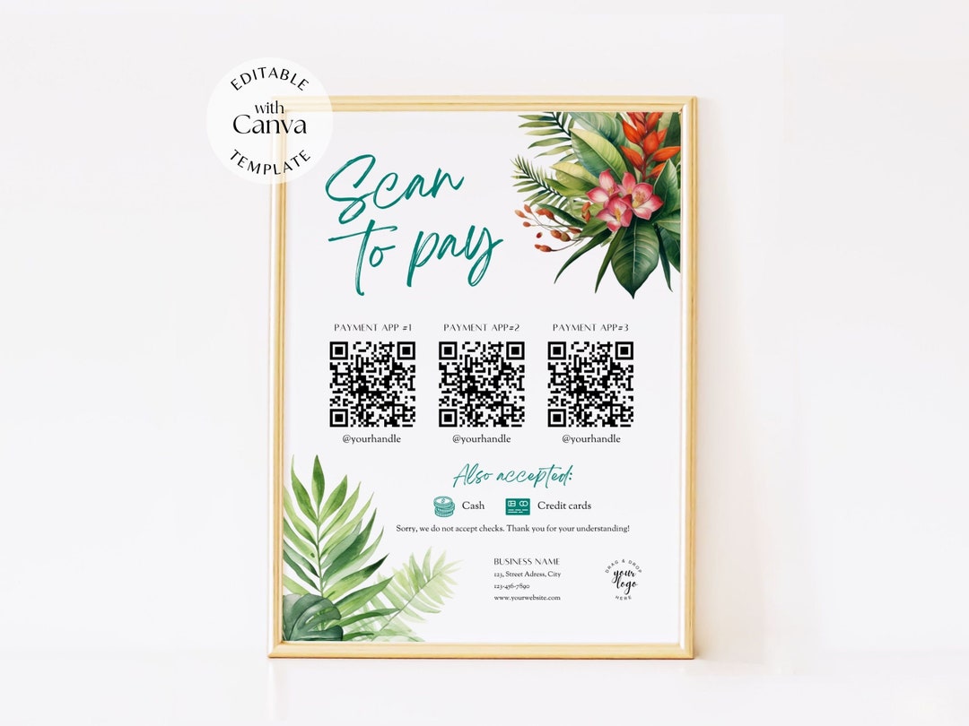 Scan to Pay Template, Editable Payment App Vendor Sign With Multiple Qr ...