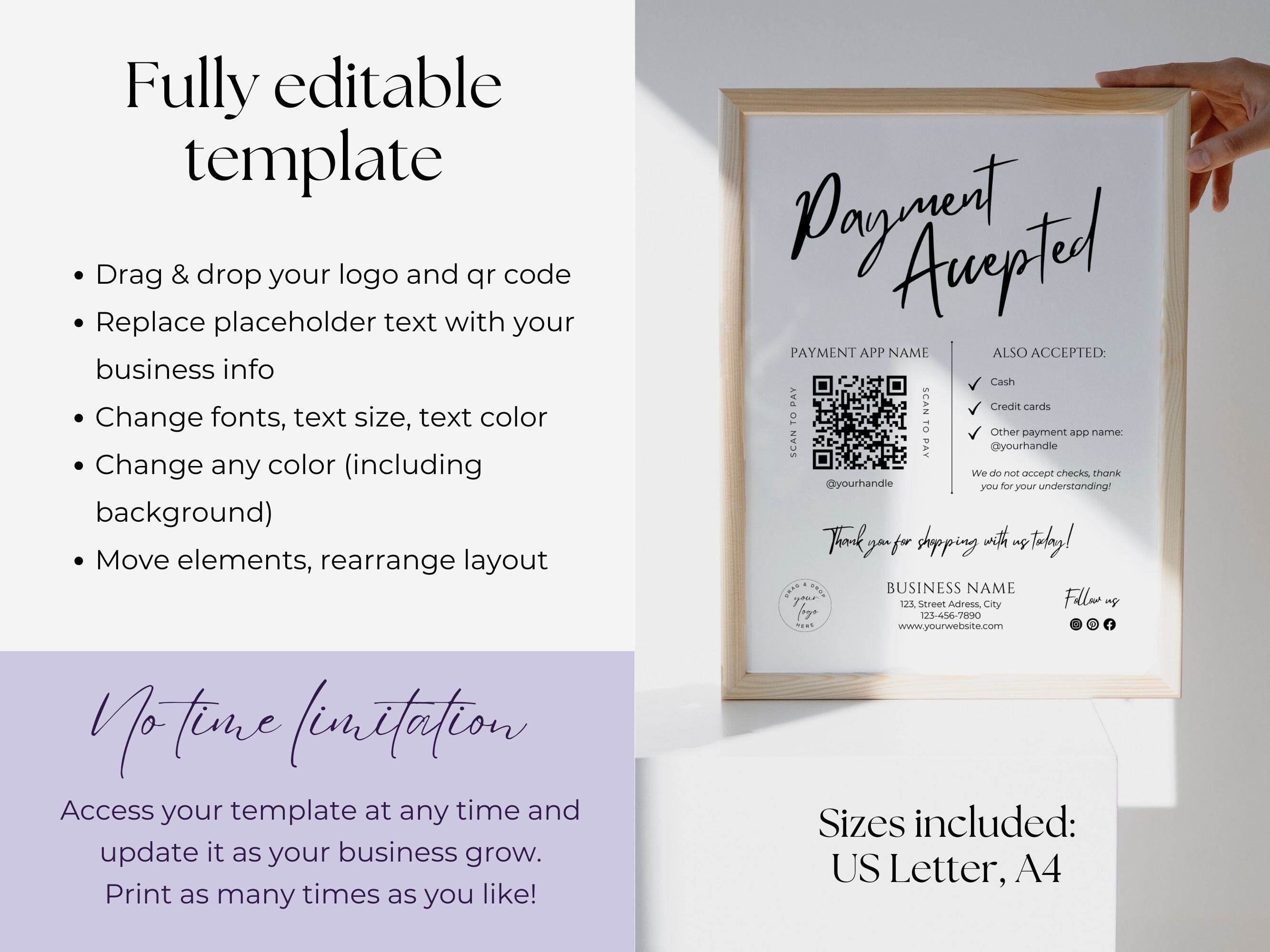 Modern Business Payment Template With QR Codes, Scan to Pay Sign to ...