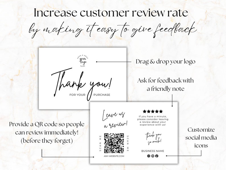 Business Review Card Template With Qr Code, Please Leave a Review Customer Thank You Card ...