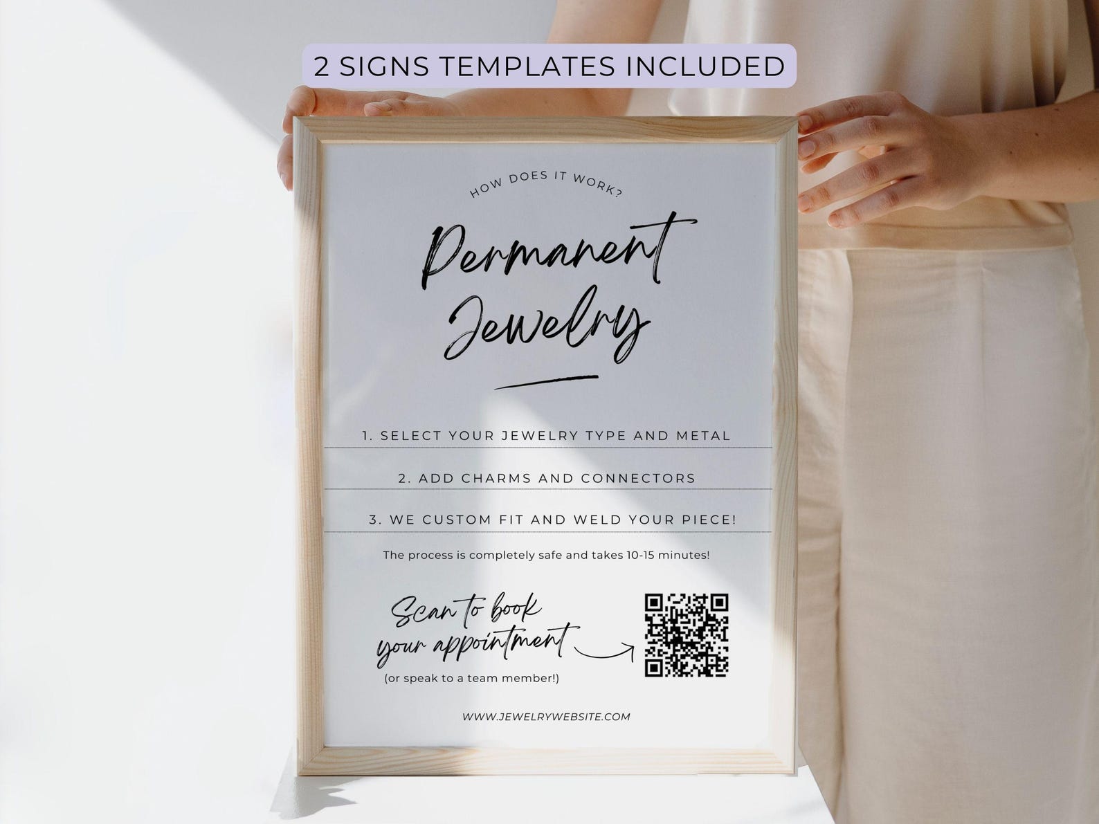 Permanent Jewelry Signs Templates, Price List and Booking Sign With ...