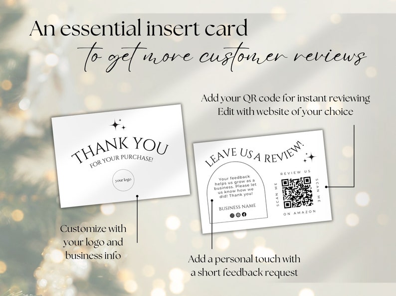 Leave a Review Card Template With Qr Code, Printable Retro Thank You ...