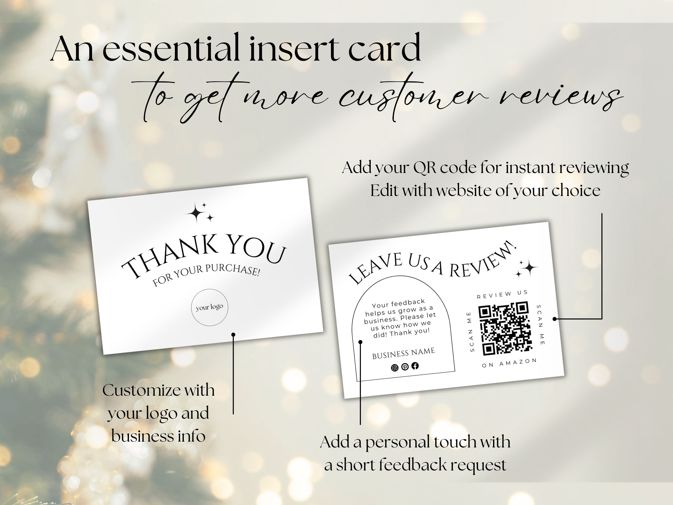 Leave a Review Card Template With Qr Code, Printable Retro Thank You ...