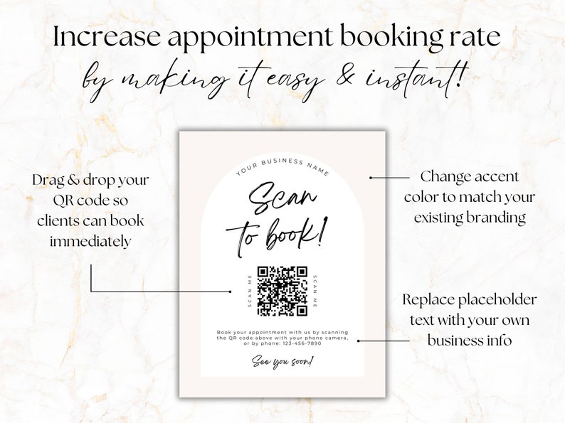 Scan to Book Qr Code Sign for Salon, Spa, Service Based Smalll Business ...