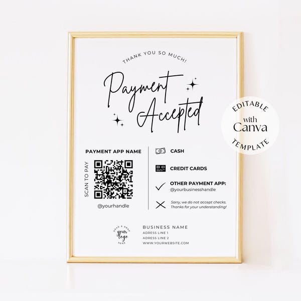 Payments Accepted Sign - Etsy