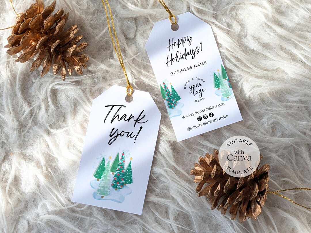 Christmas Thank You Tag Template, Editable Small Business Hang Tag ...