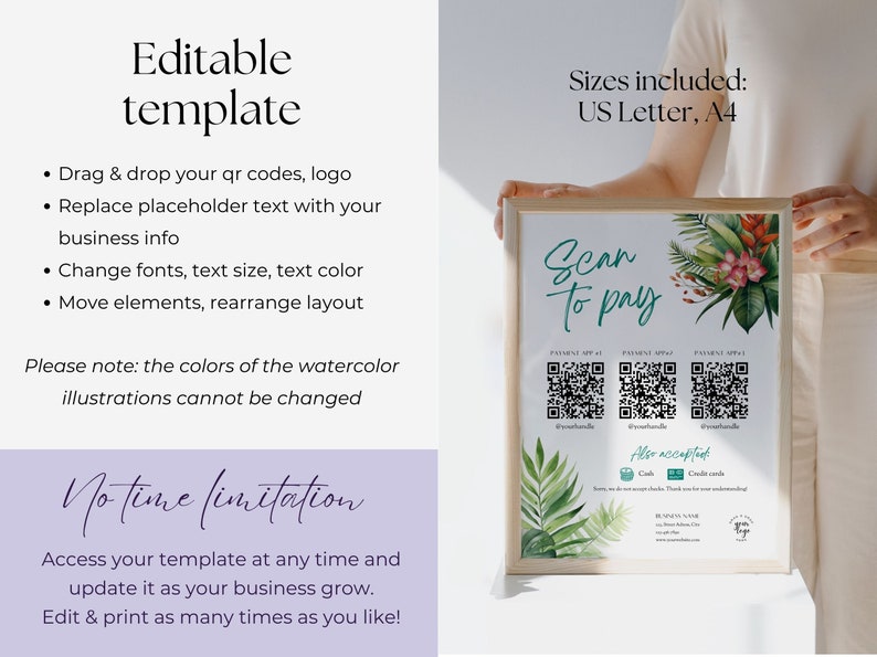 Scan to Pay Template, Editable Payment App Vendor Sign With Multiple Qr ...