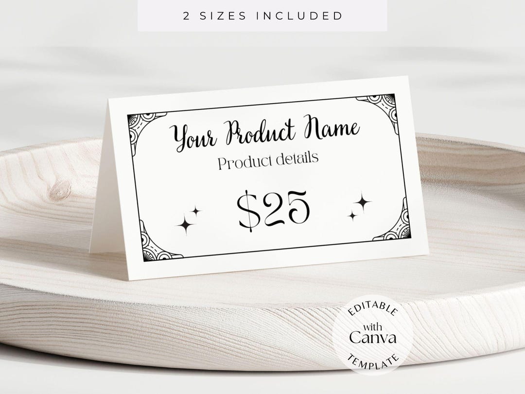Price Cards Templates, Editable Small Business Shelf Price Tags for ...