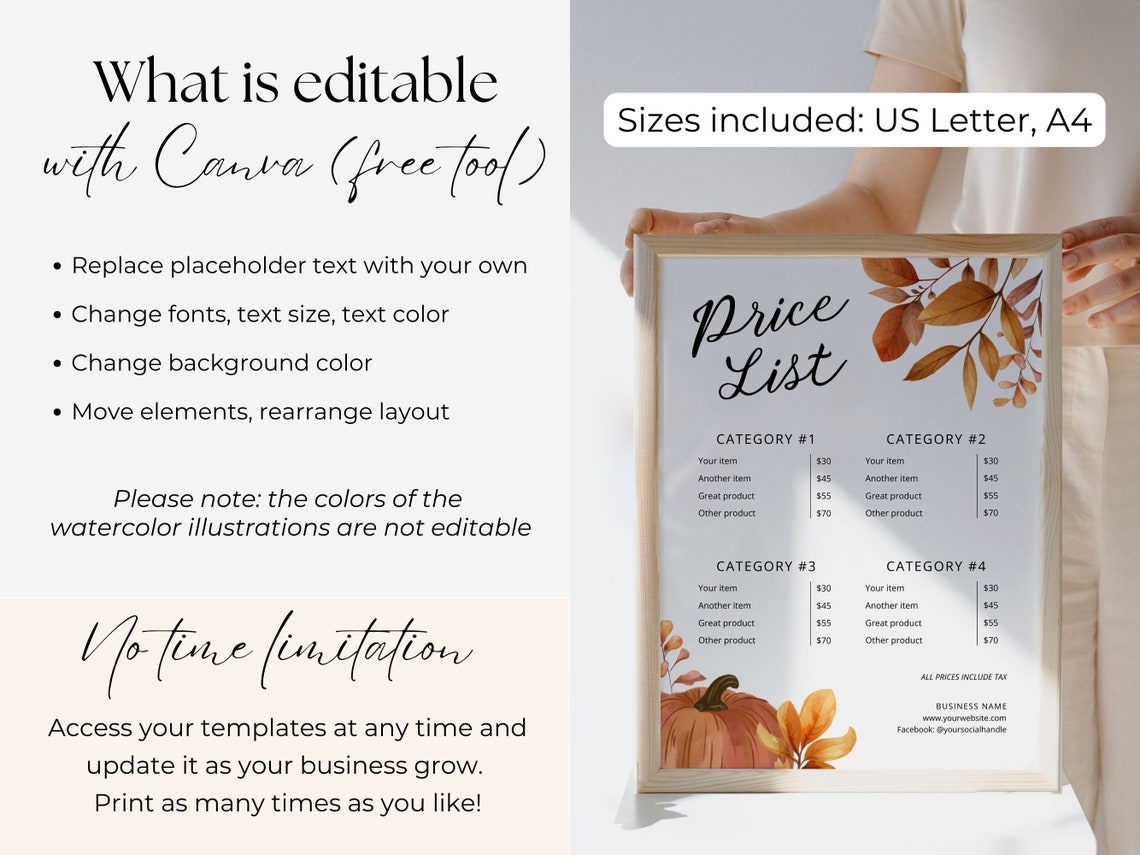 Pumpkin Price Sign Template for Halloween or Thanksgiving Vendor Event ...