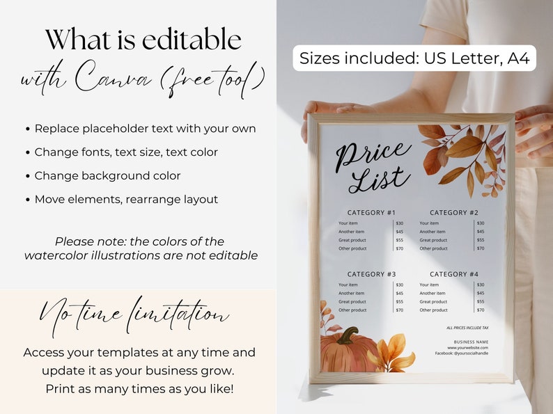 Pumpkin Price Sign Template for Halloween or Thanksgiving Vendor Event ...