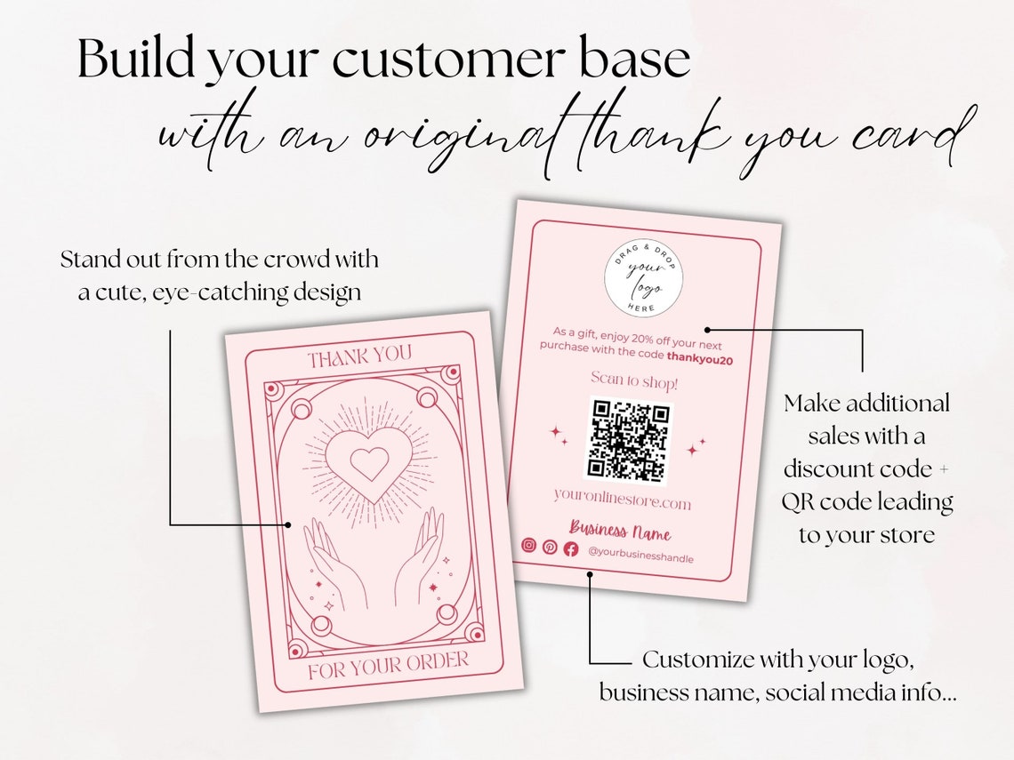 Thank You Card Qr Code and Logo Template for Small Business Editable in ...