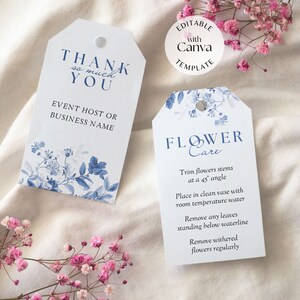Flower Care Tag Template for Bloom Bar or Florist Business, Editable ...