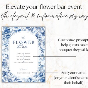 Flower Bar Blue Sign Template for Baby Shower, Wedding, Dusty Blue ...